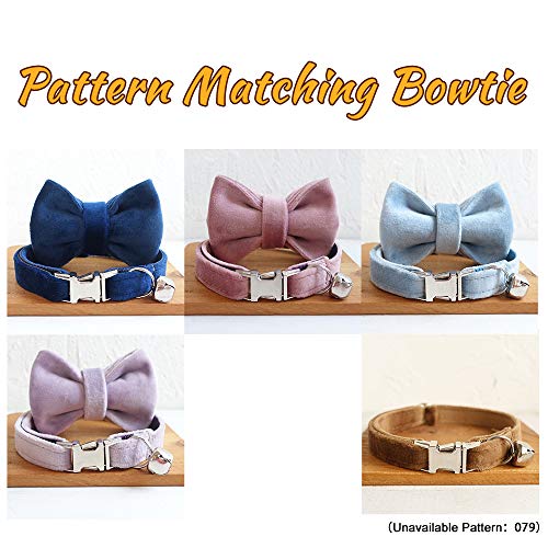 Personalized Cat Collar with Name Plate,Adjustable Tough Nylon Cat ID Collars with Bell,Customize Engraved Pet Name and Phone Number (Velvet Style B)