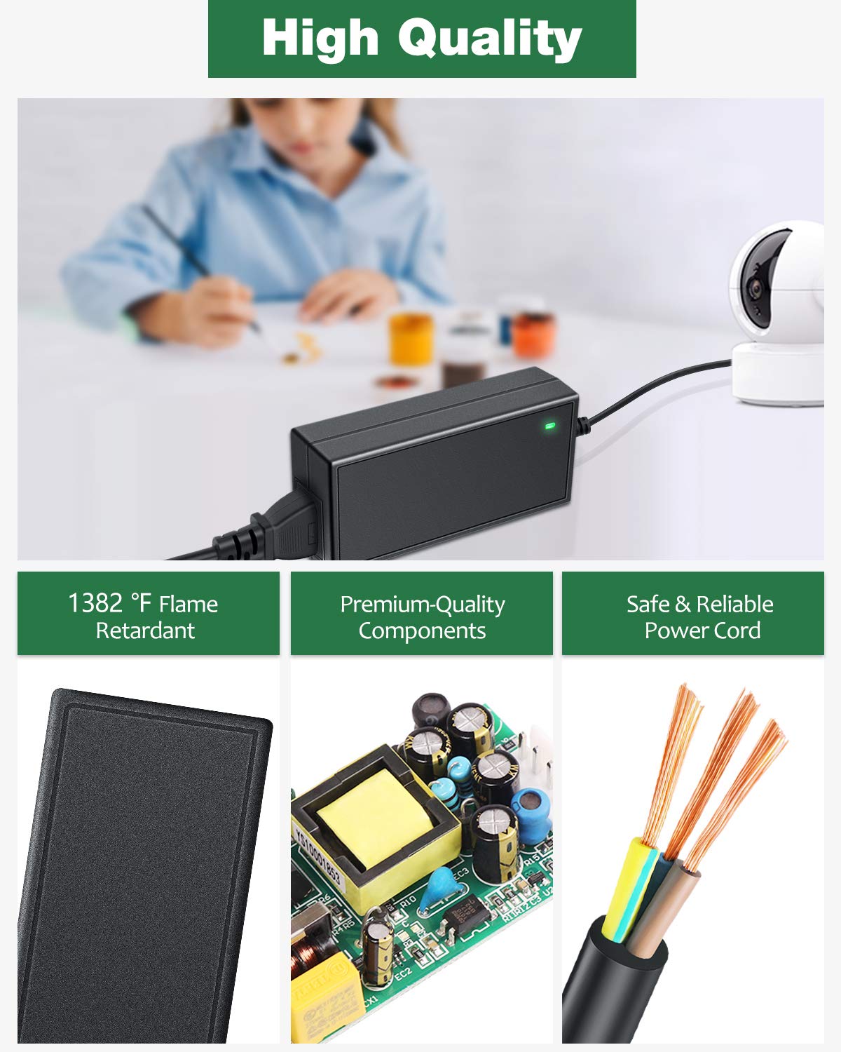 JOVNO 5V 15A Adapter, 100-240V AC to DC 5 Volt 15 Amp 75W Power Supply, 12A 10A 9A 8A Converter RGB LEDs Driver 5.5x2.5mm Tip 7.5ft Cord for Christmas Lights WS2812B WS2811 WS2813 SK6812 LED Strips