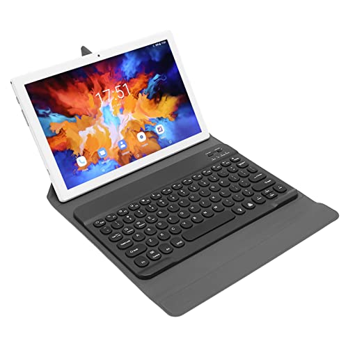 10.1 Inch Tablet Android 11 Tablet, 4G LTE Tablet with BT Keyboard for Business Office Students, Octa Core Tablet PC with BT Keybaord, 12GB RAM 256GB ROM, Gifts (White)
