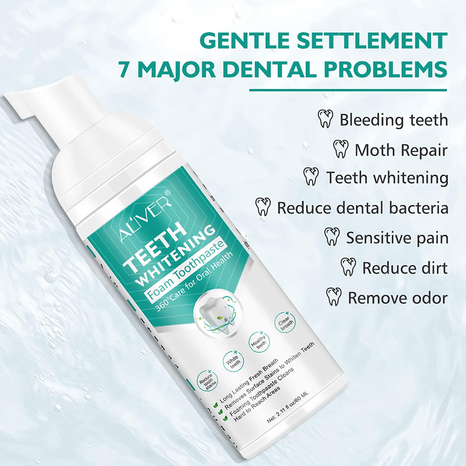 ZIXAOK 1Pc Toothpaste Cleansing Foam, 60ml Baking Soda Toothpaste, Mint Adult