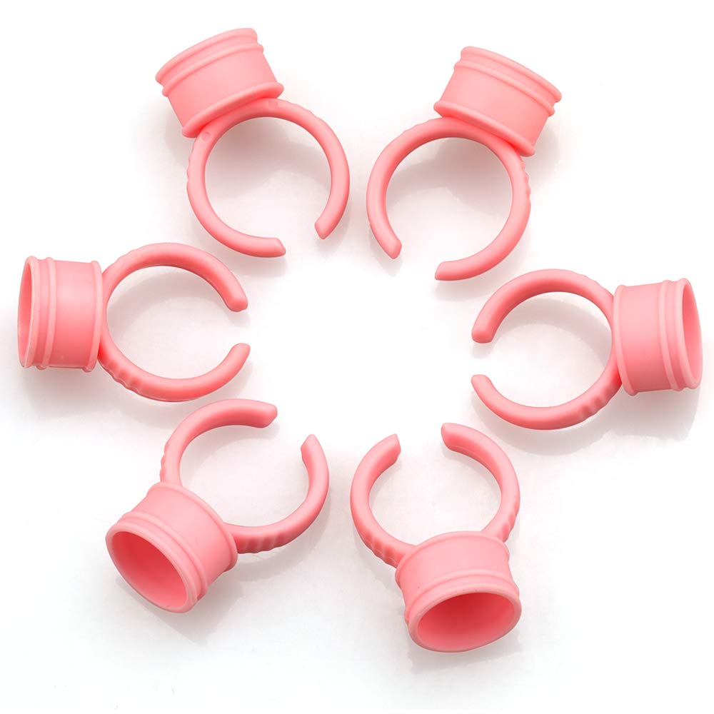 100PCS Disposable Plastic Nail Art Tattoo Glue Rings Holder Eyelash Extension Rings Adhesive Pigment Holders Finger Hand Beauty Tool