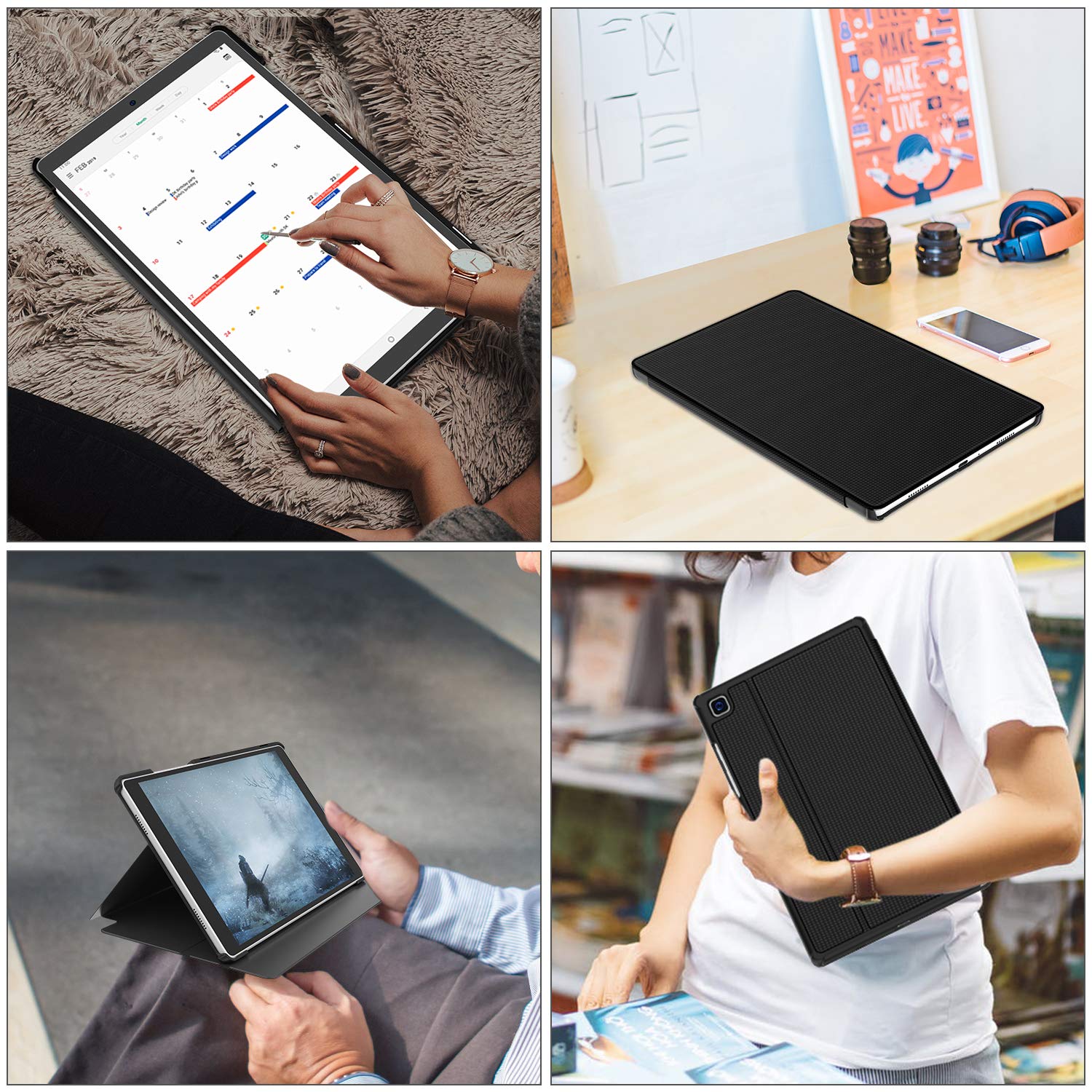 Soke Galaxy Tab A7 10.4 Case 2020, Premium Shock Proof Stand Folio Case,Multi- Viewing Angles, Hard PC Back Cover for Samsung Galaxy Tab A7 10.4 inch Tablet [SM-T500/T505/T507],Black