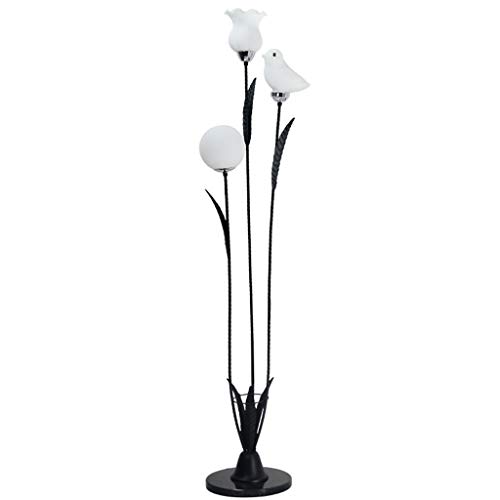 AVEO Floor lamp Modern Simple Floor Lamp Marble Base Glass Lamp Shade Floor Light Bedroom Bedside Lamp Living Room Study Stand Lamp Floor Light (Color : Black, Size : Remote Control Switch)