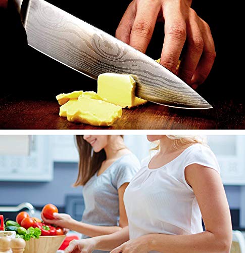 8 Inch Chef's knife, blade length 20 cm, professional kitchen knife, chef's knife, utility knife made of carbon stainless steel, extra sharp knife blade with ergonomic handle