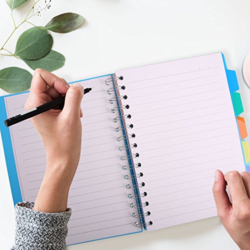 5 Subject Notebook, A5 Notebooks and Journals Spiral Bund, Wide Ruled, Lab Professional Notepad, Colored Dividers With Tabs, 5.7”×8.27”, 240 pages, Hardcover Memo Planner for School Kids Girls Women