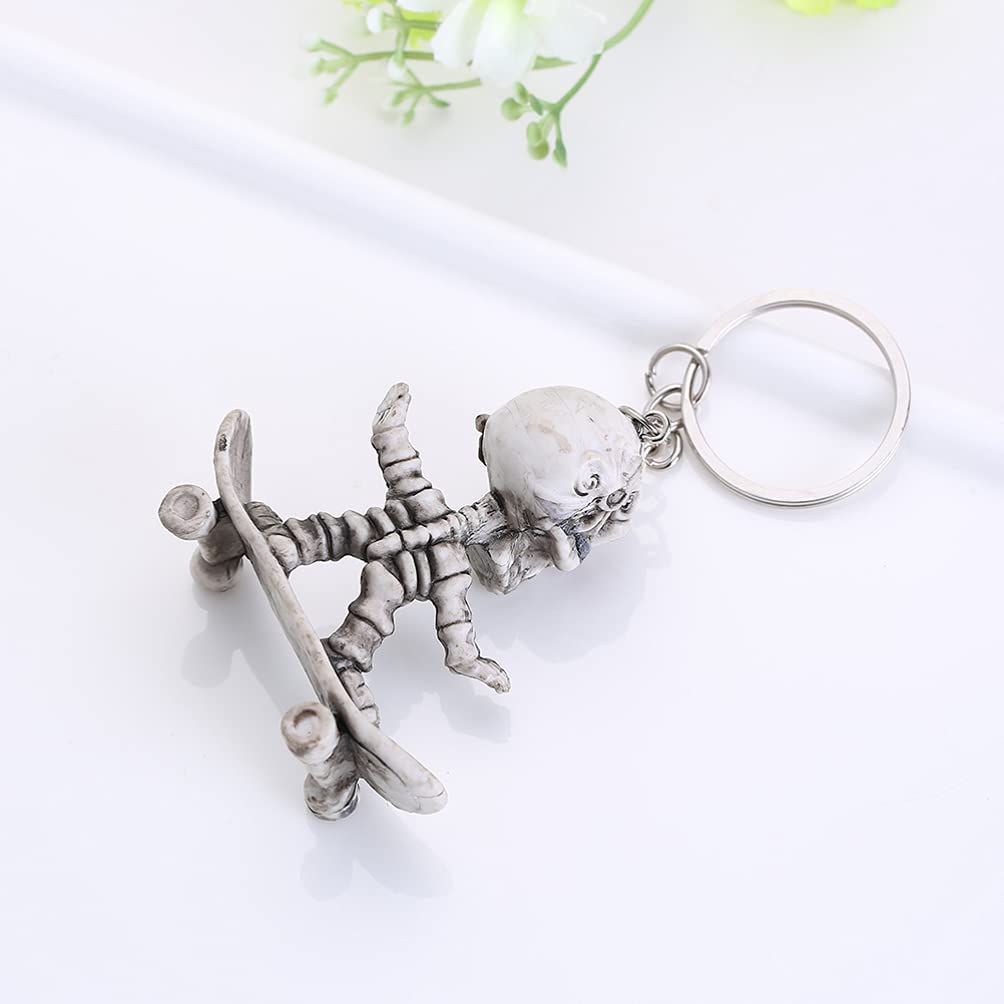 1 pc Halloween Skull Keychain Rubber Skeleton Hanging Pendant Fashion Skateboard Skull Handbag Car Keyring Decor
