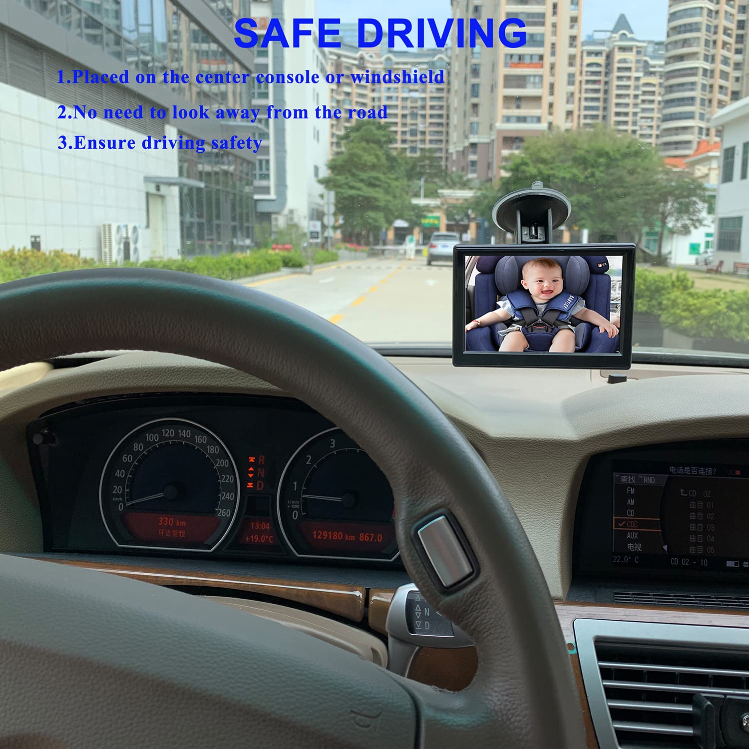 Baby Car Mirror Back Seat Baby Car Camera with HD Car Mirror Display Wide ViewEasily Observe the Baby’s Move