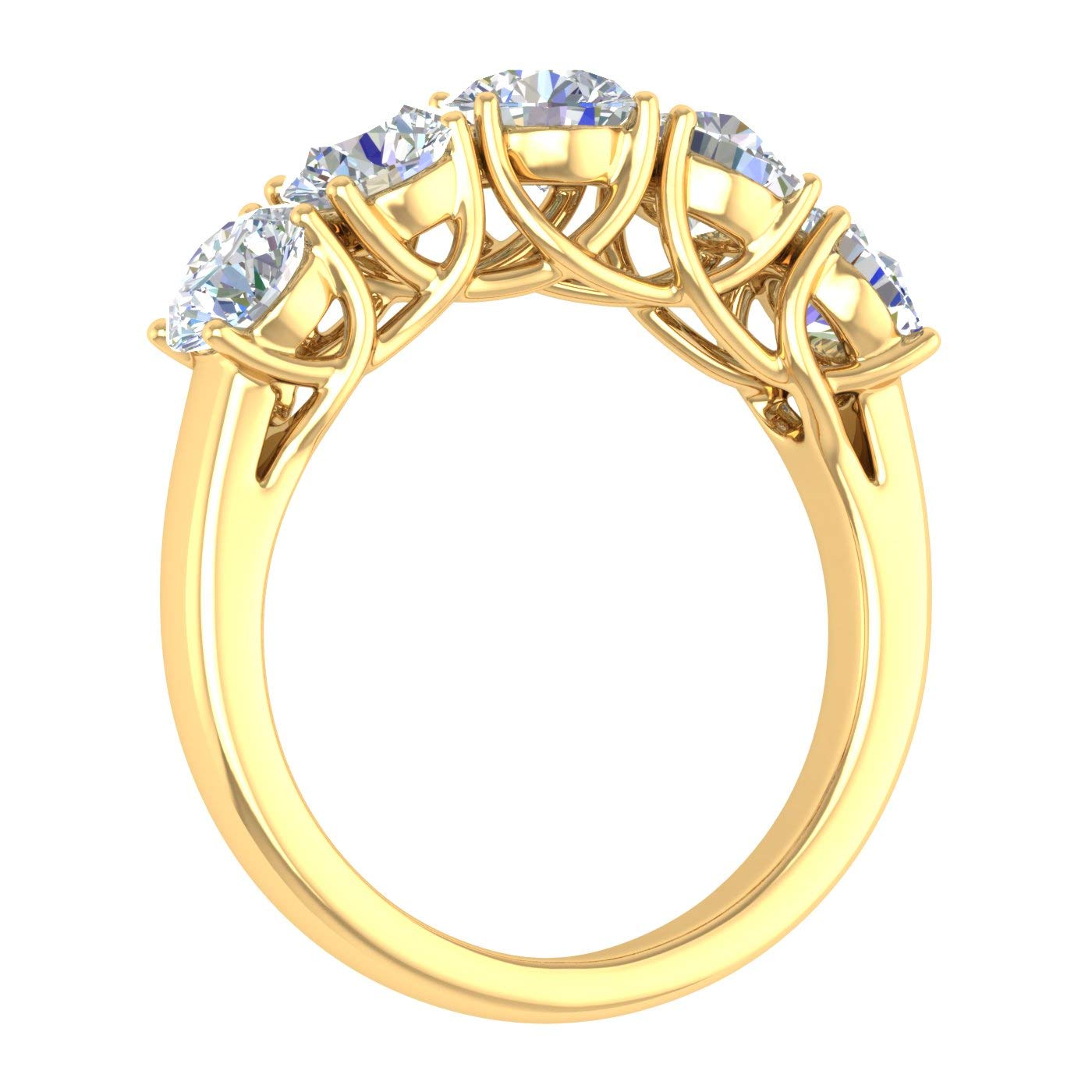 2 Carat 5-Stone Diamond Wedding Band Ring in 10K Yellow Gold (Ring Size 8.75)