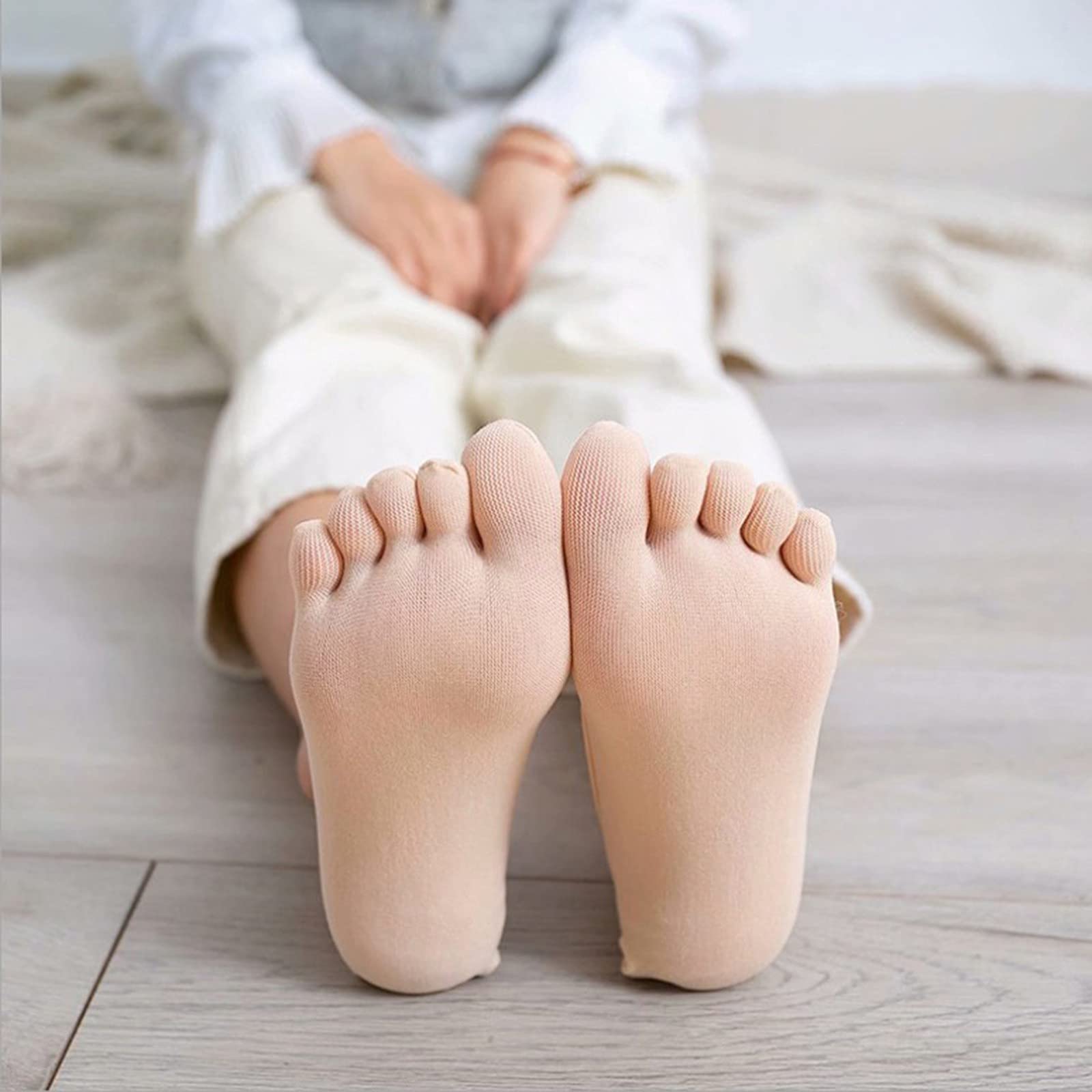 1/5/6 Pairs Five Toes Socks for Women,Athletic Orthopedic Compression Socks Toe Separated Low Cut Liner with Gel Tab