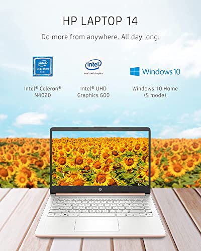 HP 14-inch TouchScreen HD Laptop, Intel Celeron N4020, 4GB DDR4, 64GB eMMC, Webcam, HDMI, Windows 10 S (Google Classroom or Zoom) (Rose Pink) (Renewed)