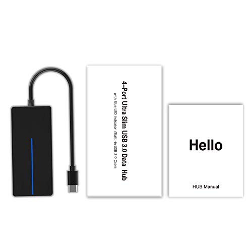 KOOTION 5-in-1 USB-C Hub with SD Card Reader USB C to USB 3.0 Hub, Ultra-Slim Type-C Hub USB 3.0 Adapter for SD Card/Micro SD Card with LED Light, 3 x USB 3.0 Port, Card Reader