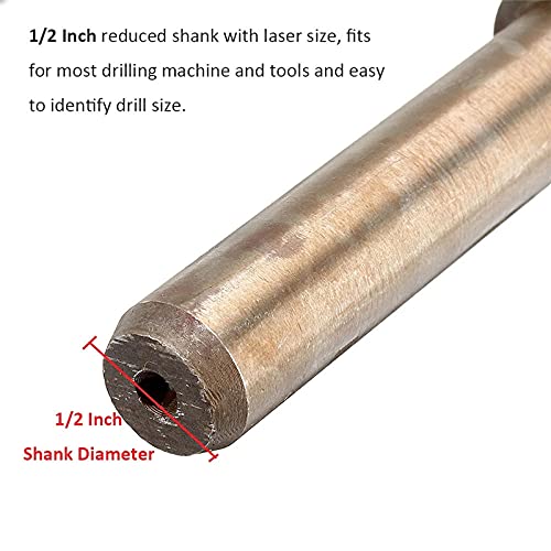 Drill Bit M35 HSS-Co Cobalt Twist Drill Bit 1/2 Inch Reduced Shank Drill Bit For Metal Stainless Steel Drilling-14mm