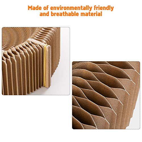 Collapsible Cat Scratcher Lounge Bed, Cardboard Cat Bed, Corrugated Pet Scratcher Pad, Round Cat Scratching Bed Nest for Indoor Big Large Kitty Kitten Cats