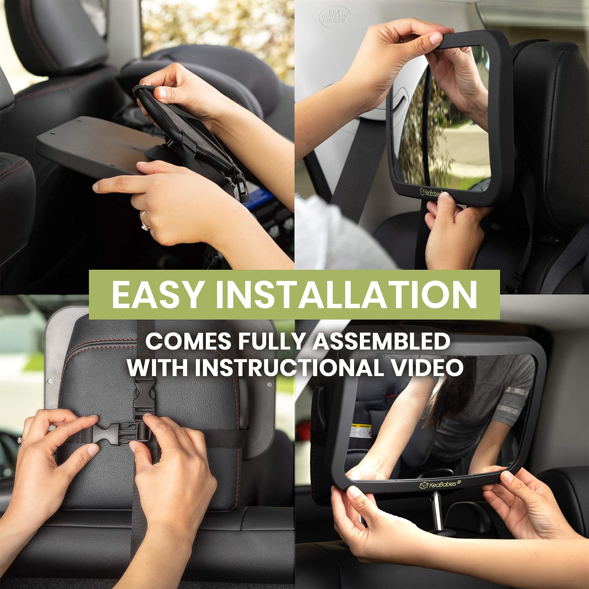 Large Shatterproof Baby Car Mirror and Baby Diaper Caddy Organizer Bundle - Travel Essentials