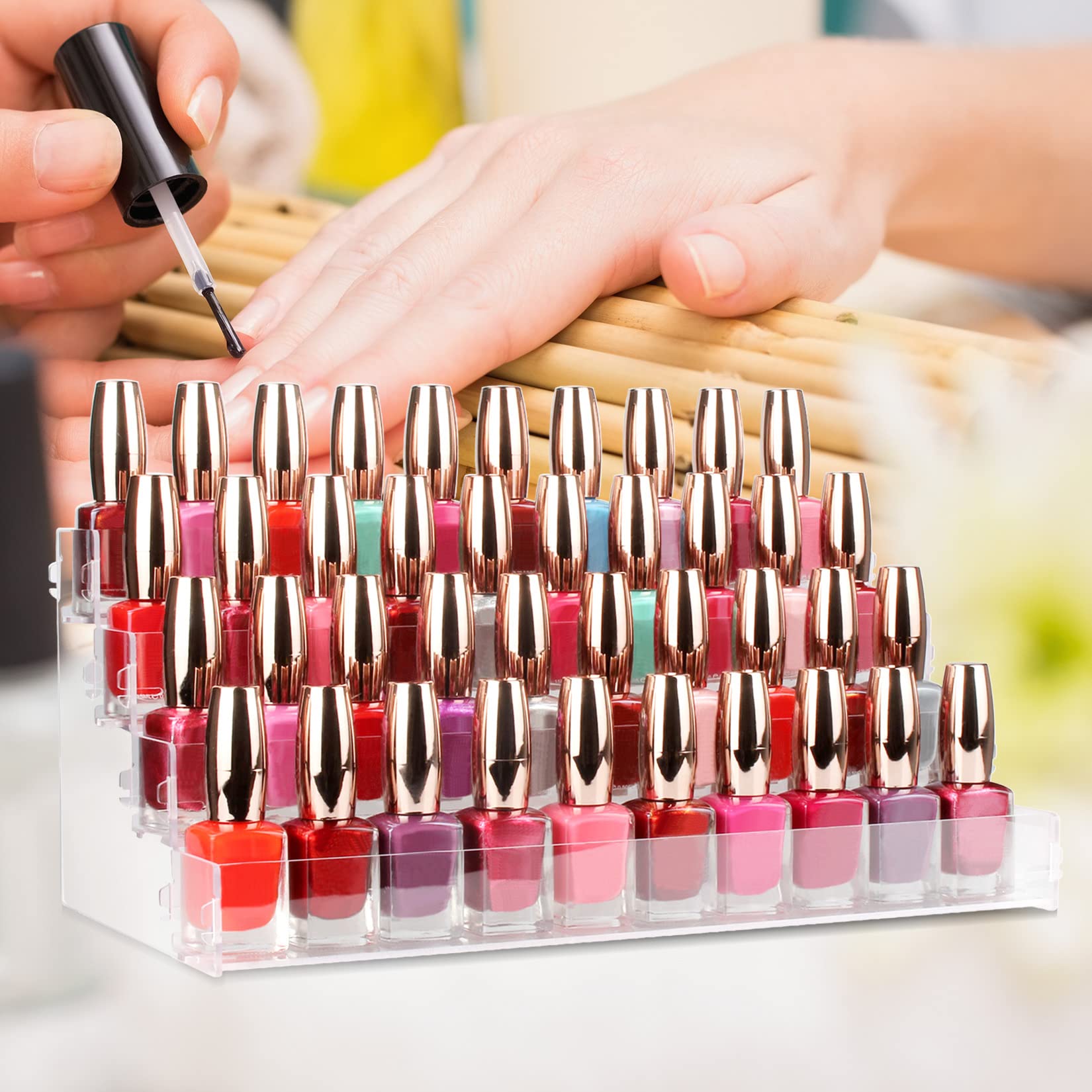 BVANQ 4 Tier Sunglasses Organizer Acrylic Sunglass Holder Nail Polish Organizer Countertop Stand Display No Pungent Acrylic Glue Assembly