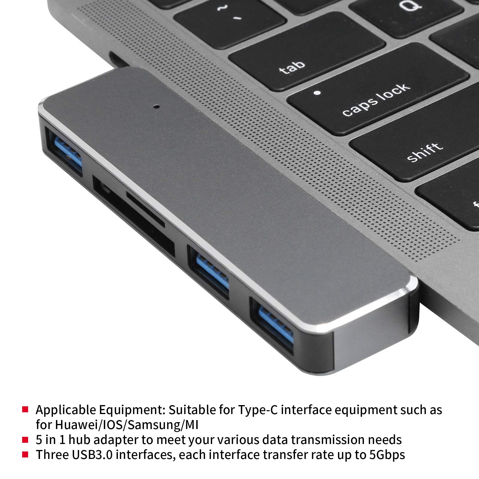 5-in-1 USB C Adapter,5 in 1 Hub Aluminum Alloy Docking Station,TypeC to Memory Card Network Adapter,TypeC Hub Multifunction Docking Station Electronic Adapter