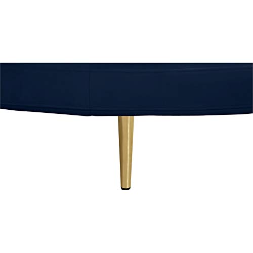 Meridian Furniture 627Navy Circlet Collection Modern | Contemporary Velvet Upholstered Roundabout Sofa with Sturdy Gold Iron Legs, 72" W x 72" D x 29" H, Navy