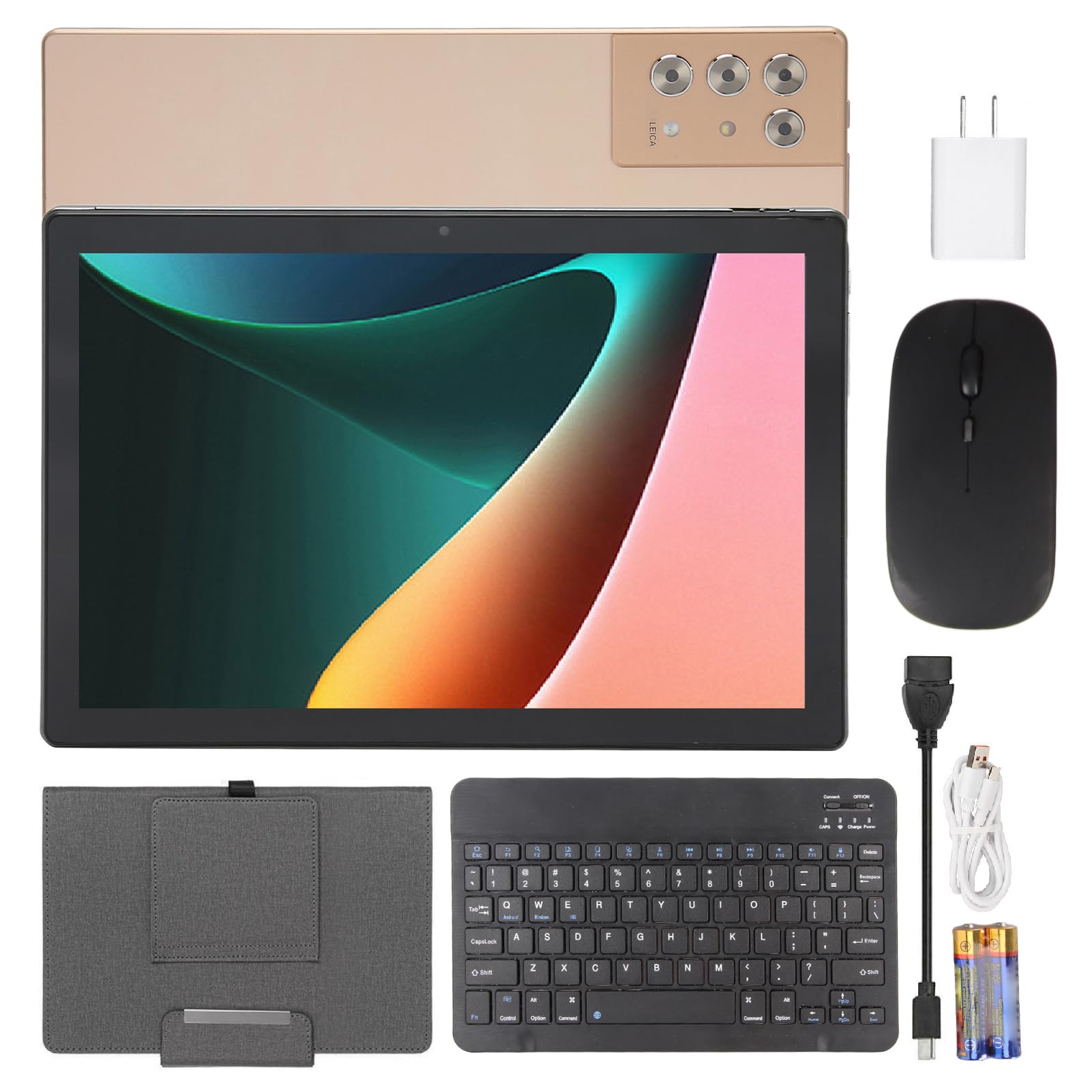 10.1 inch Tablet for Android 12, 4G LTE 2.4G 5G WiFi 2 in 1 Tablet with Keyboard and Mouse, 8GB 256GB, 8 Core HD Touch Screen, 7000mAh (US Plug)