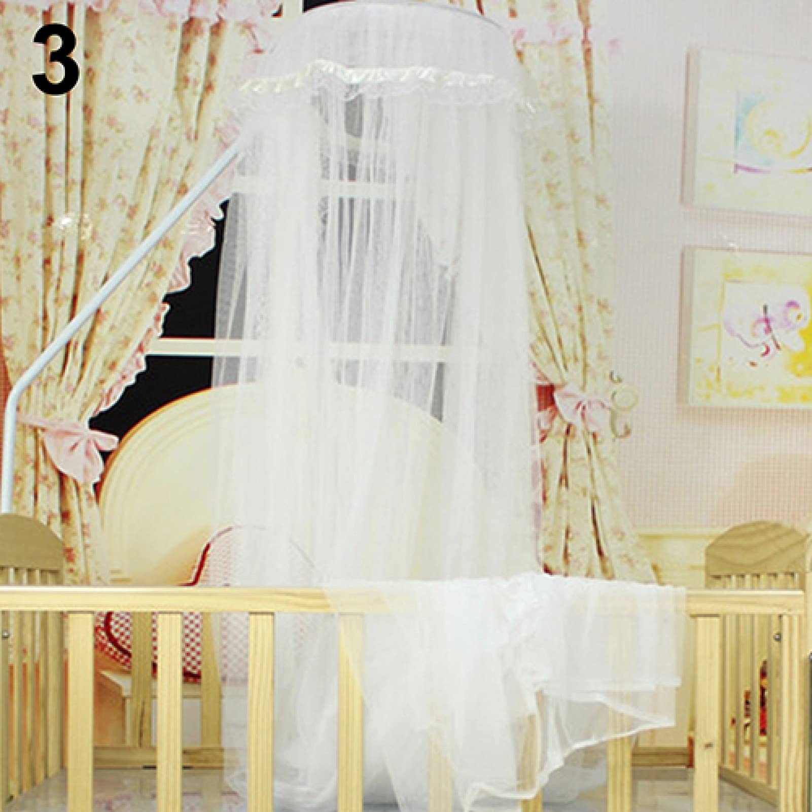 HEVIRGO Bed Canopy Mosquito Net, Hanging Travel Netting Curtains, Play Tent Bedding, Baby Bed Mesh Dome Curtain Mosquito Net Durable Toddler Crib Cot Canopy Bed Net - Beige