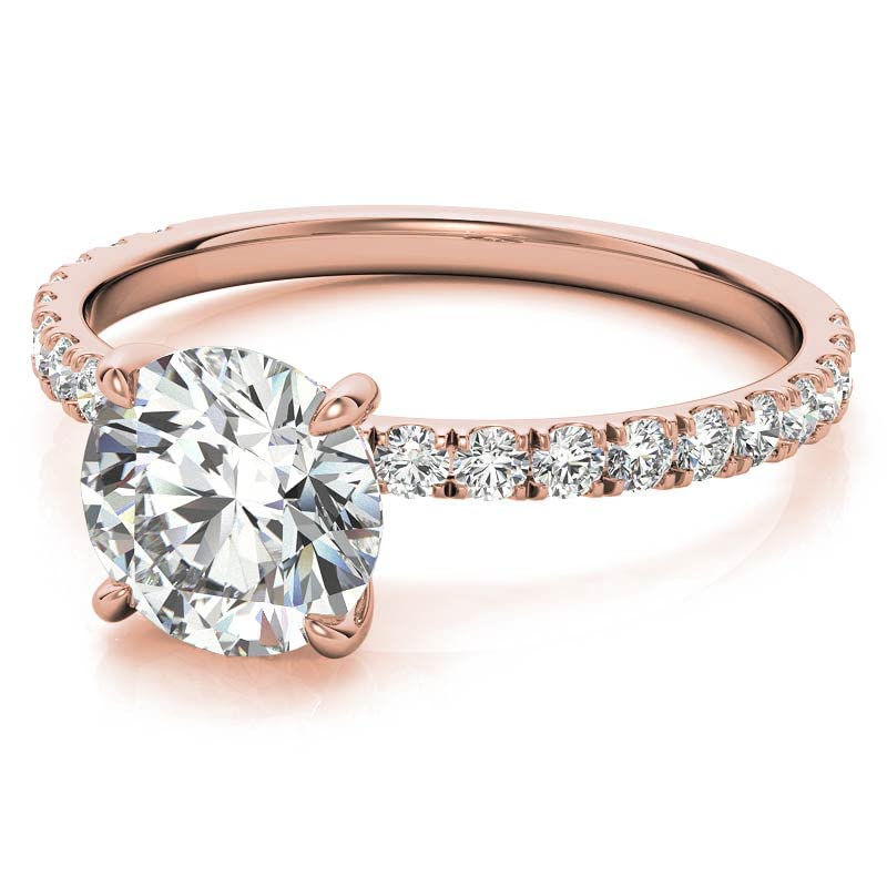 10K Solid Rose Gold Handmade Engagement Ring 1.00 CT Round Cut Moissanite Diamond Solitaire Wedding/Bridal Ring Set for Women/Her, Classic Ring Gifts for Her