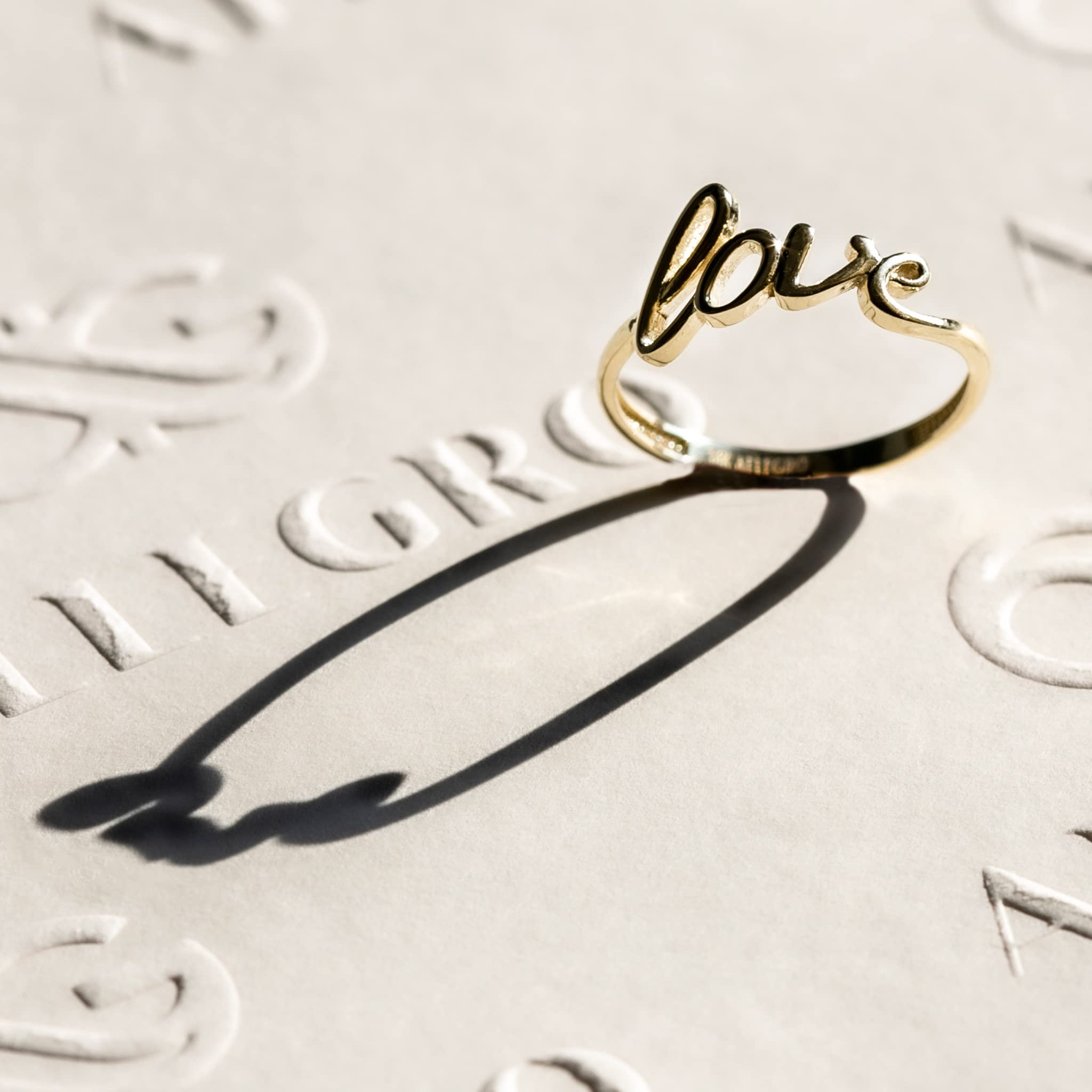 10K Solid Gold Love Rings Stacking, Dainty and Elegant Love Gift Ring - Jewelry Gifts for Women- Available in Different Sizes- 10K Yellow Gold