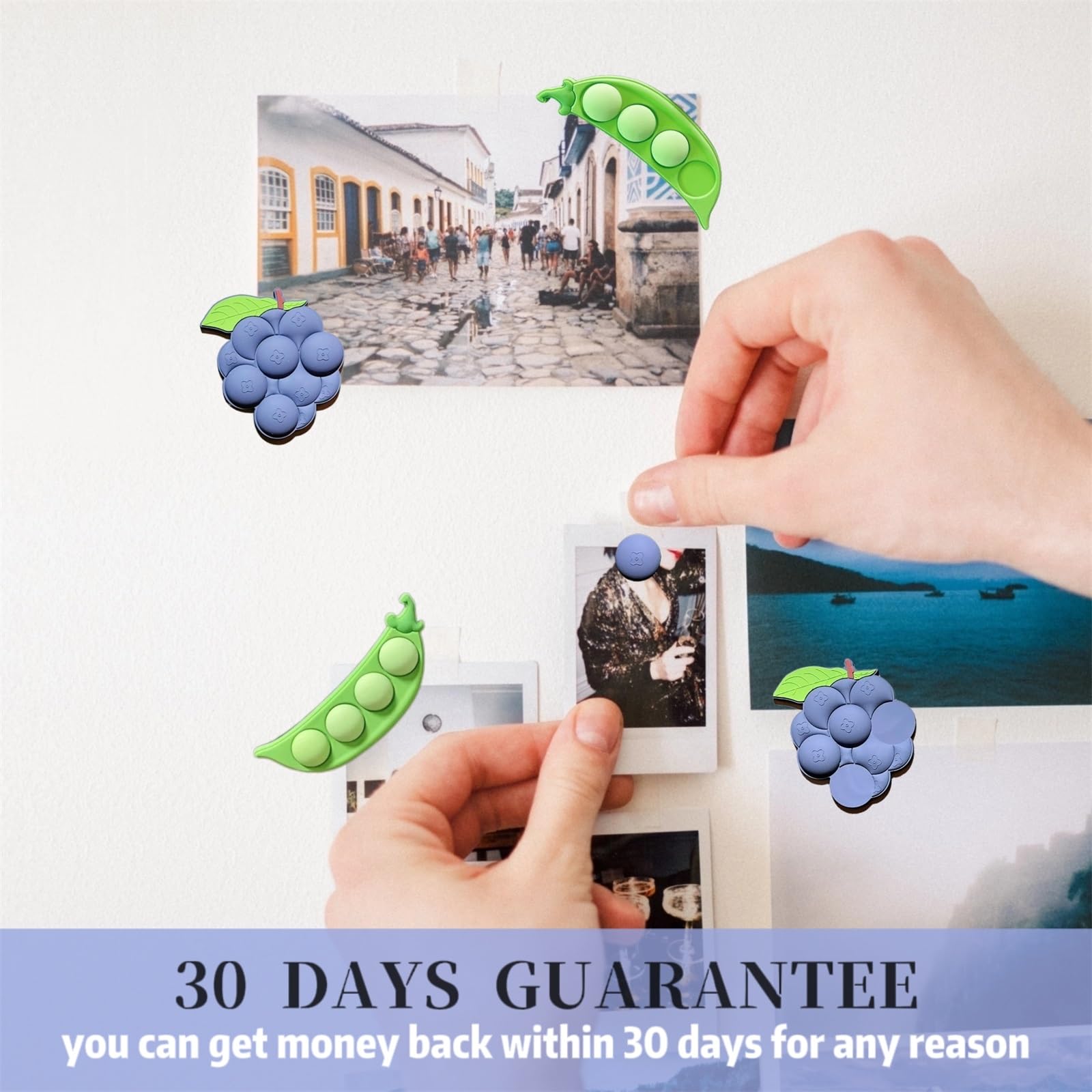 10 Pcs 3D Fruit Fridge Magnets Cute Fridge Magnets Grapes Peas Refrigerator Magnets Fun Magnets Blueberry Pea Pod Fridge Magnets