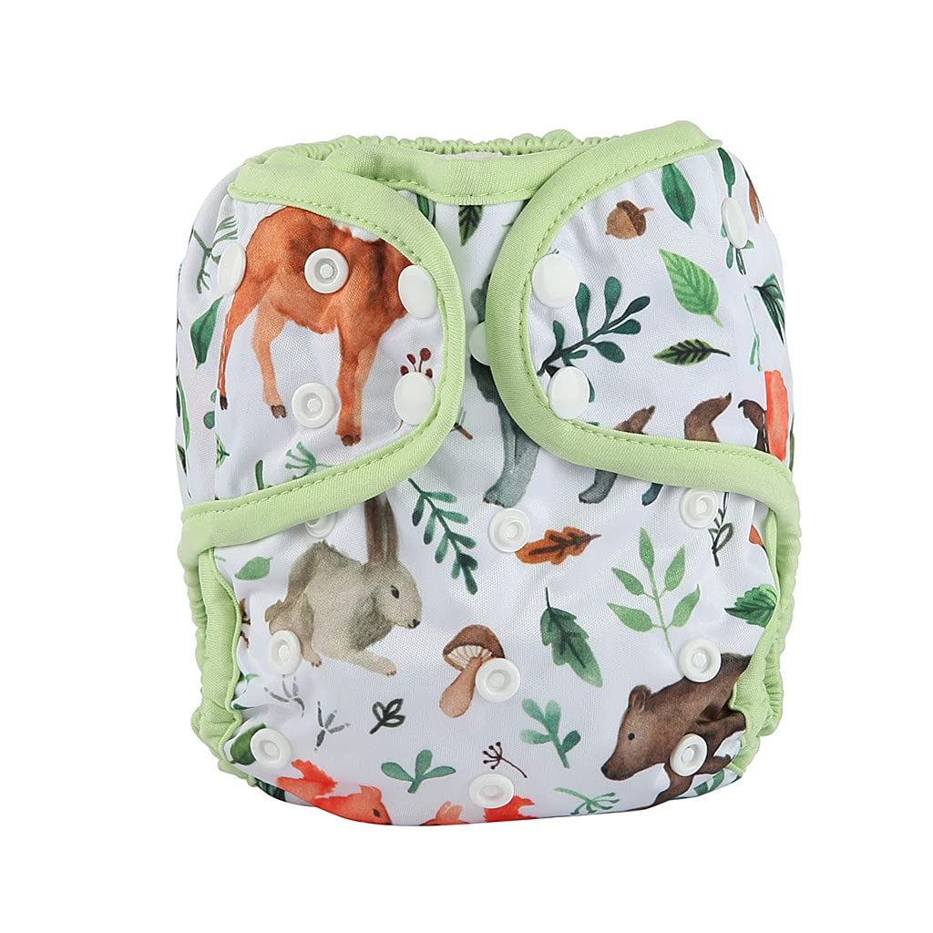Hibaby One Size Cloth Diaper Cover Snap With Double Gusset (Woodland)