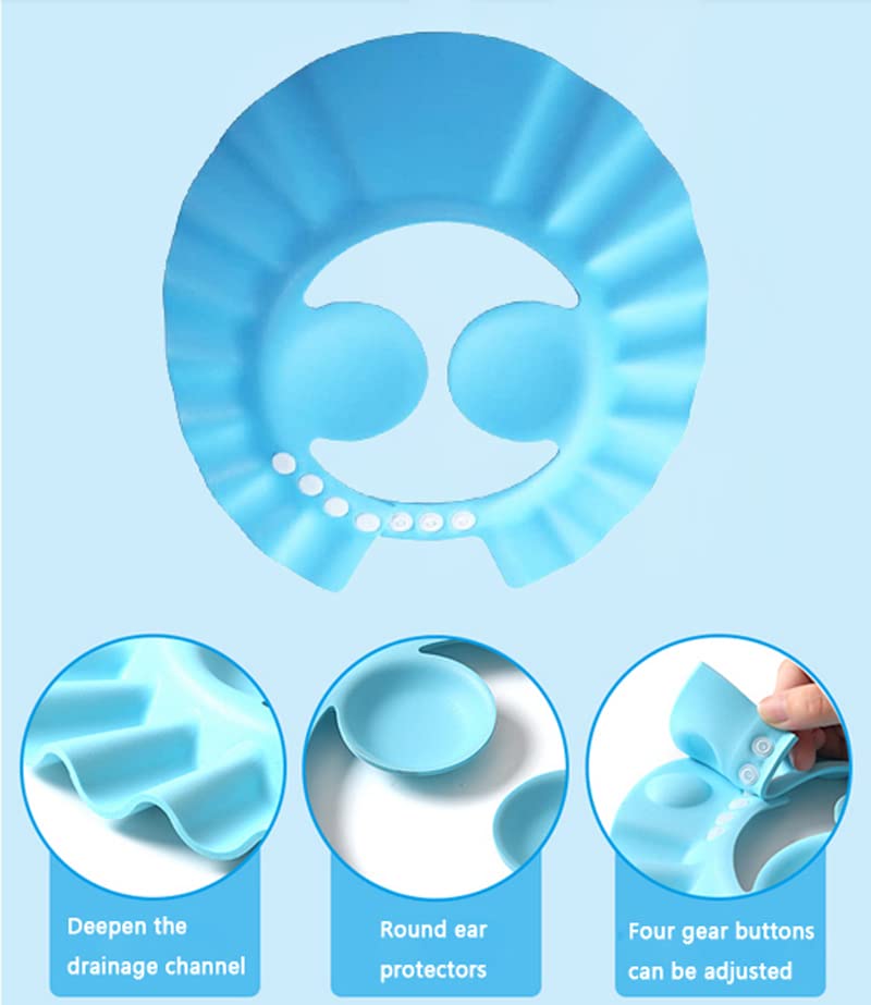 ericotry 3psc Soft Adjustable Baby Kids Bathing Shower Cap Wash Hair Shield Direct Visor Cap(Color Random)