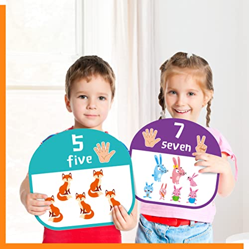 10 PCS Number Posters, Numbers Learning Bulletin Board Set School Decoration Supplies Educational Teaching Tool for Toddler Kid Family Classroom, 12β x 11β