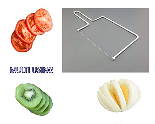 Cheese Slicer, Cheese Lyre Stainless Steel Cheese Wire Cutter - Cheese Knives Egg, Fruit, Dessert Slicer With Wire - Handheld Butter Cutter Tools for Soft Hard Block, With 2 Extra Wire