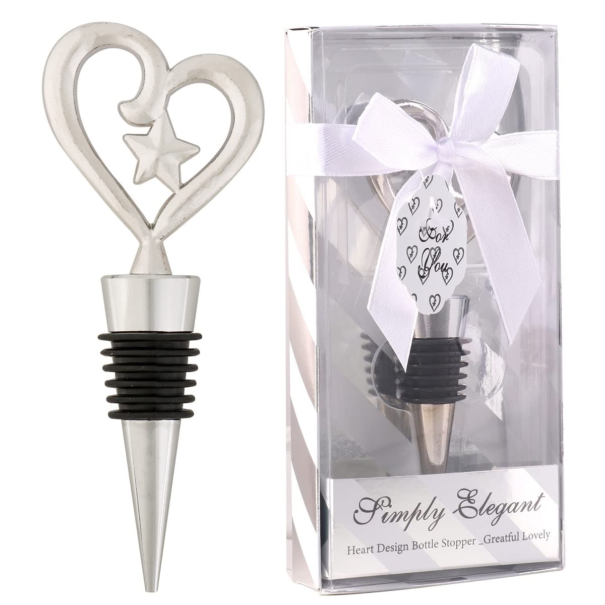 12 Pieces Heart Wine Stoppers Wedding Bridal Favor for Guests Silver Heart Wine Bottle Stoppers Heart Champagne Stoppers Wine Savers Metal Wine Cork Holder Plugs with Gift Boxes for Wedding Party