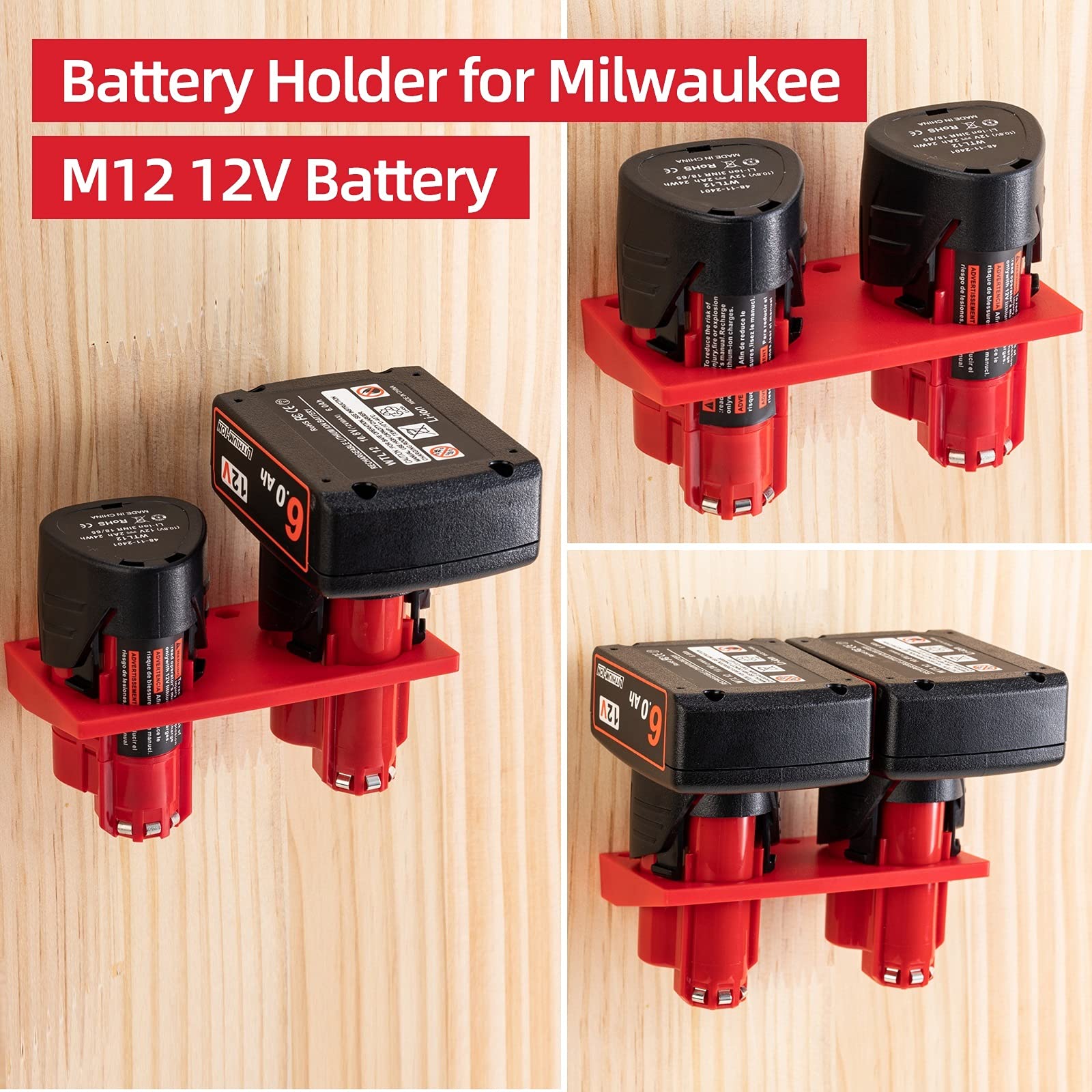 Crtbelfy 3 Pack Holder for Milwaukee Mounts/Hanger/Dock Holder Fit for 48-11-2401 48-11-2402 48-11-2410 48-11-2411 48-11-2420