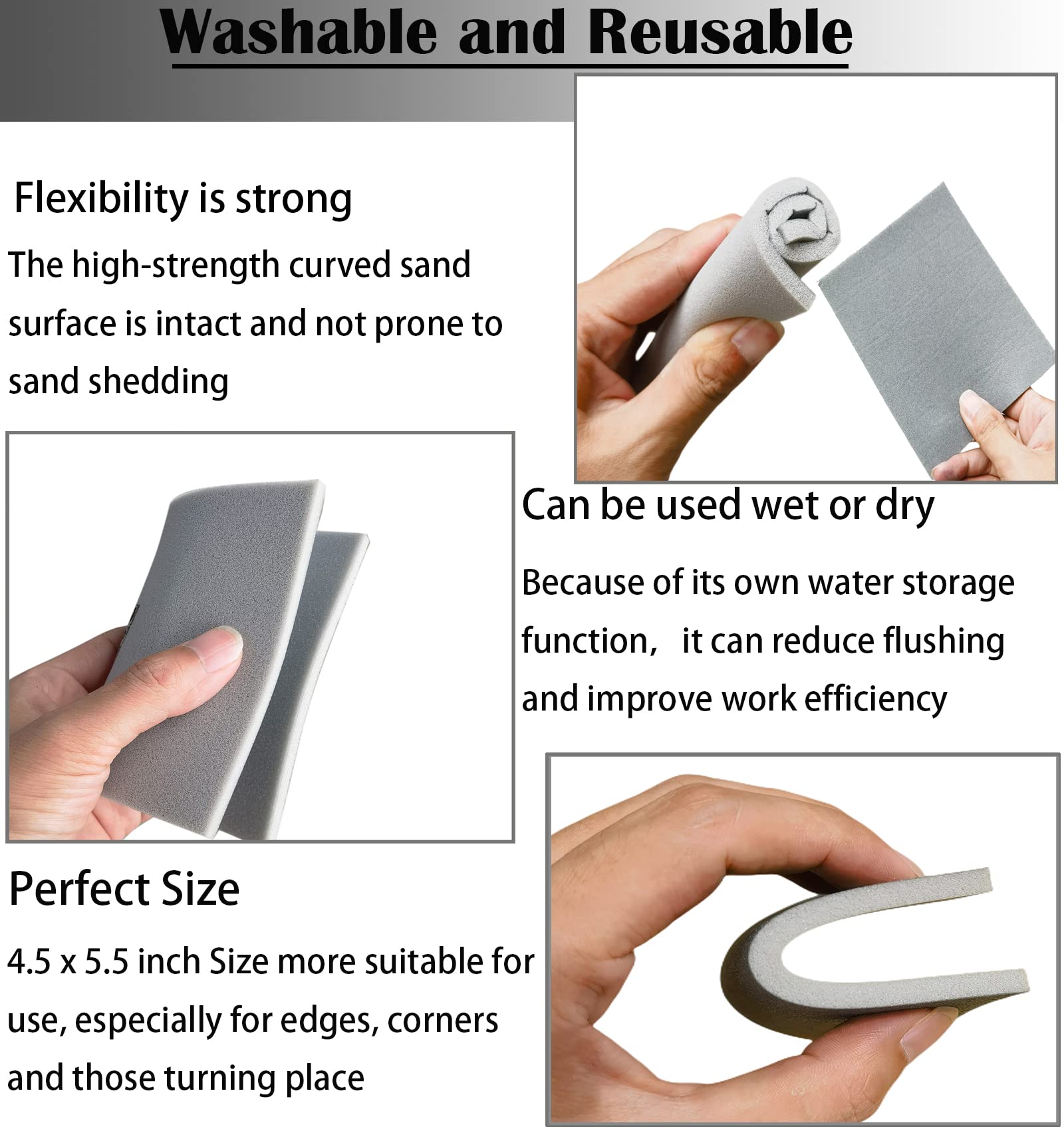 10 PCS 4 1/2 x 5 1/2 in Softback Sanding Sponge - 400 600 1000 2000 3000 Grits, Fine Grit, Fast Cutting, Flexible Soft Foam Hand Sanding Block for Model Drywall Metal Wood Furniture Polishing