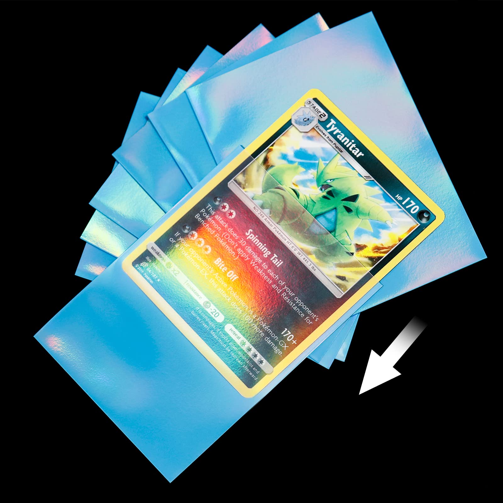 100pcs Light Blue Premium Matte Card Sleeves Fit for MTG Card Matte Sleeves, Rainbow Holographic Card Sleeves Unique Design