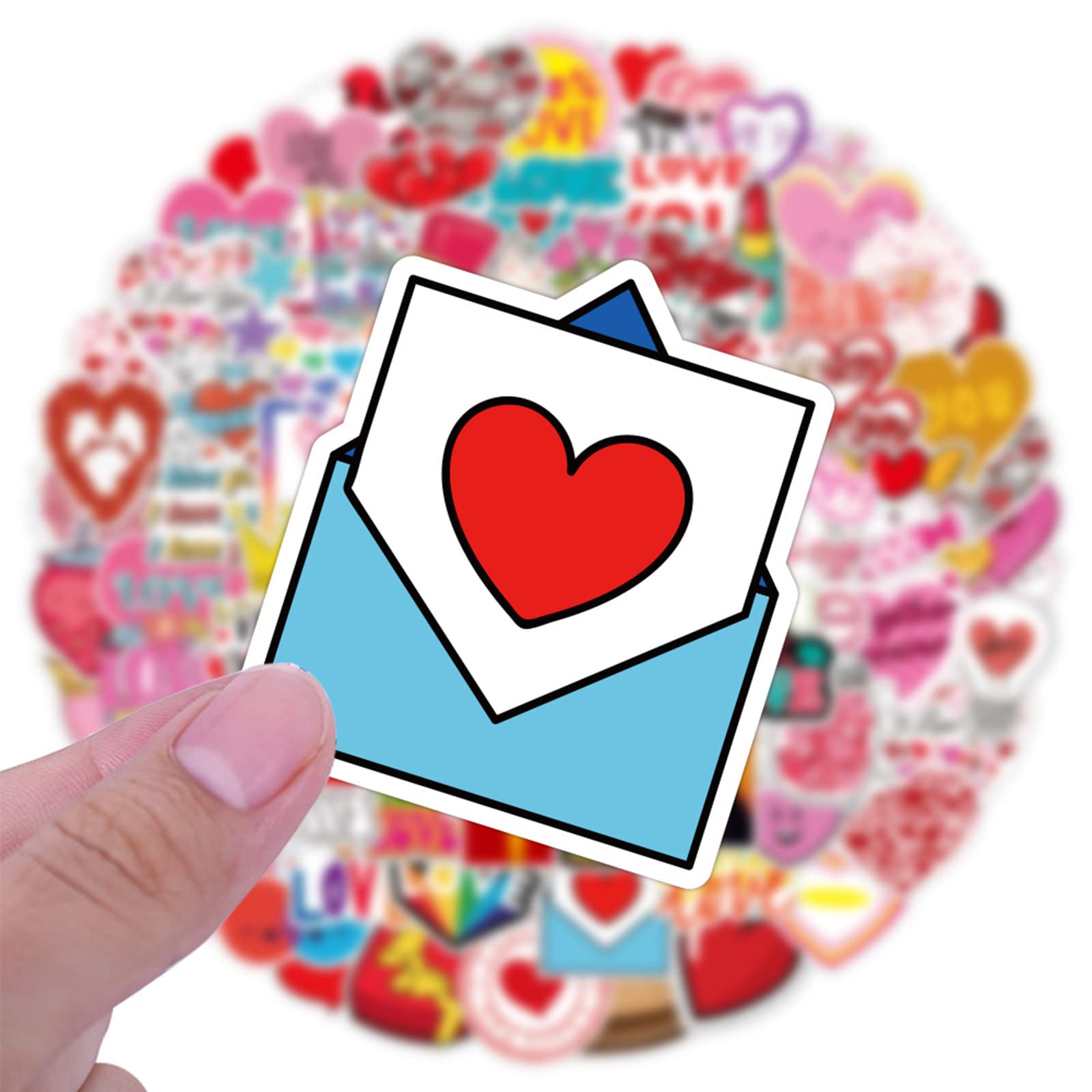 100 PCS Vinyl Valentines Day Stickers Peel and Stick Removable Non-Repeating Love Romantic Stickers for Laptops Water Bottles Notebook Suitcase Cellphone Case
