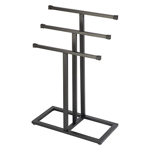 3 Tier Towel Rack Holder Free Standing Towel Hanging and Drying Rack Bath Towel Storage Organizer Solution for Bathroom Hotel Restroom Beach Swimming Pool (Metal)