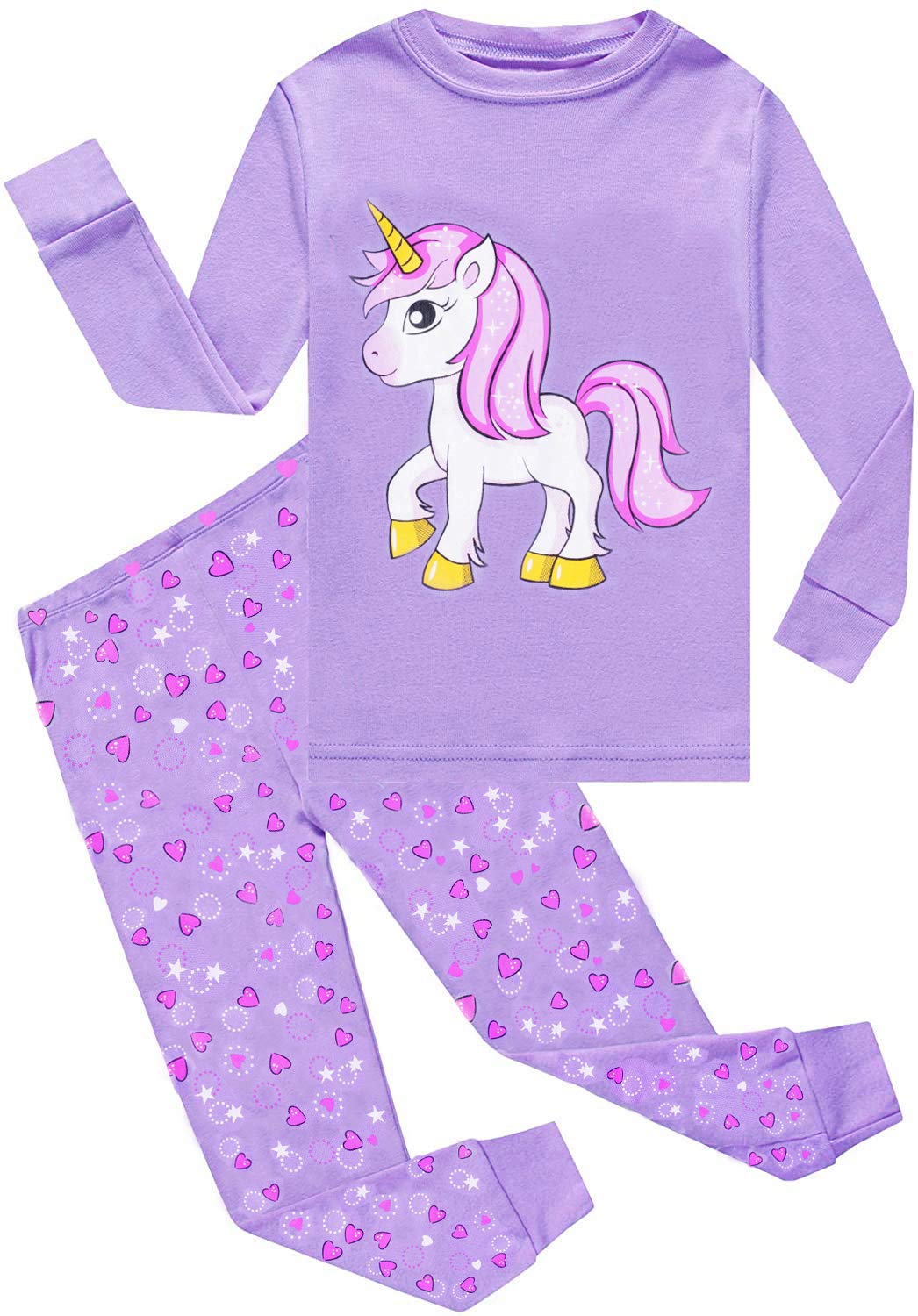 Pajamas for Girls Long Sleeve Pjs 100% Cotton Sleepwear Unicorn Pajama Toddler Clothes Kids 2 Pieces PJS Sets Size 6