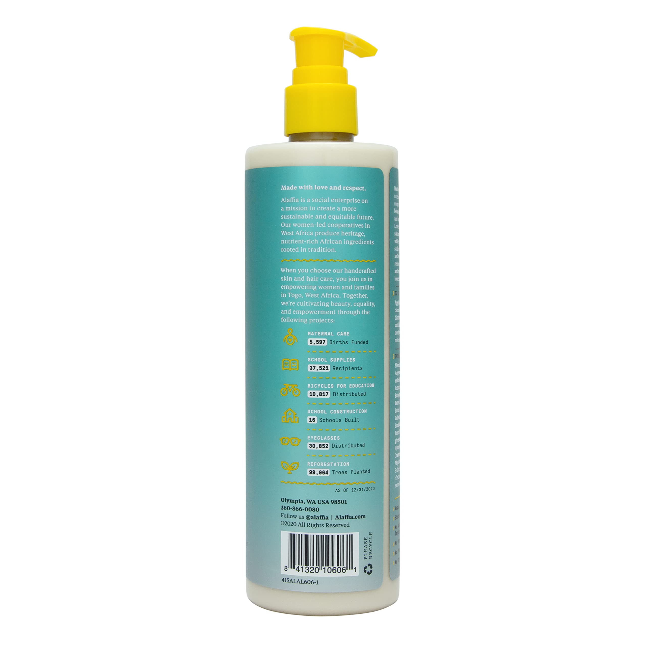 Alaffia Beautiful Curls Curl Enhancing Leave in Conditioner, Wavy to Curly Hair Products, Natural Moisturizer, No Sulfates with Shea Butter, Coconut Oil, Chamomile, 12 Fl Oz