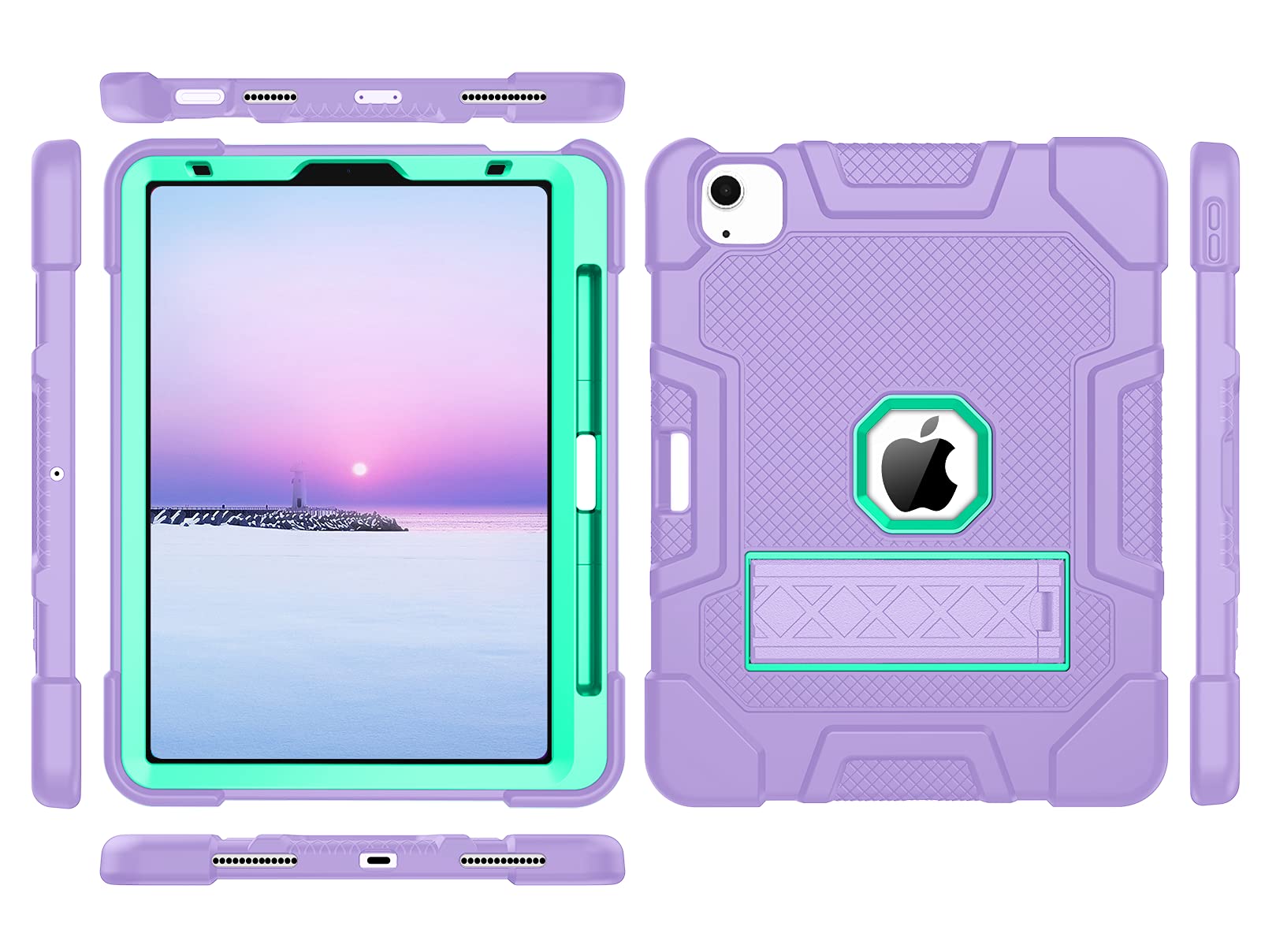 BENTOBEN iPad Air 5/4 Case, 10.9" Tablet Cover with Kickstand, Pencil Holder, Magnetic Closure for Kids, Purple