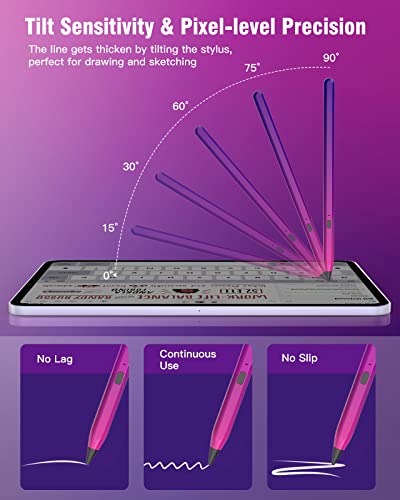 TiMOVO Stylus Pen for iPad Pencil Palm Rejection Tilt High Precision Apple Pencil for iPad 10/9/8/7/6th Generation, iPad Pro 13/12.9/11",iPad Air 11&13" (M2) 2024/6/5/4/3th,Mini 6/5, Gradient Purple