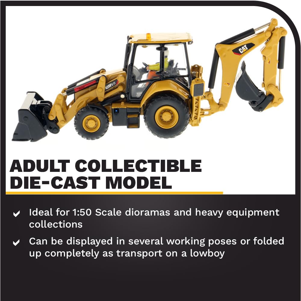 1:50 Caterpillar 420F2 IT Backhoe Loader - High Line Series by Diecast Masters - 85233 (Comes with Auger, Material Arm, Pallet Fork, and H70 Hammer attachments)