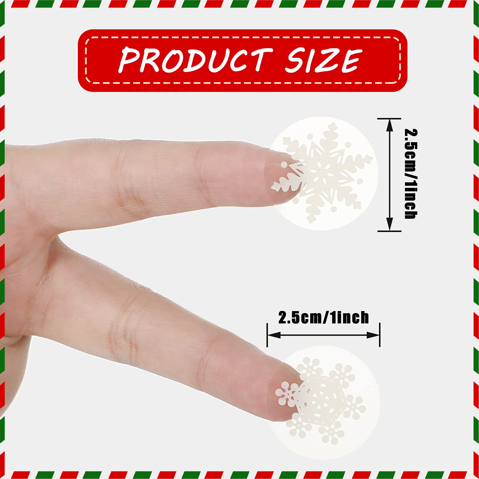 Containlol 800 Pcs 1inch Christmas Snowflakes Stickers Round Circle White Self Adhesive Clear Snowflakes Label Stickers Xmas Winter Envelope Cookie Gift Candy Snow Bag Book Seals Decoration,40 Sheets