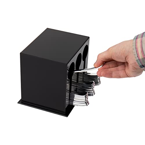 Mind Reader Foundation Collection, 3-Compartment Utensil Dispenser, 24pc. Capacity per Compartment, Cutlery Storage, Countertop Organizer, Kitchen and Breakroom, Black