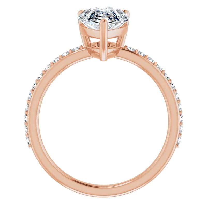 10K Solid Rose Gold Handmade Engagement Rings 1.5 CT Pear Cut Moissanite Diamond Solitaire Wedding/Bridal Ring Set for Womens/Her Proposes Ring (11)