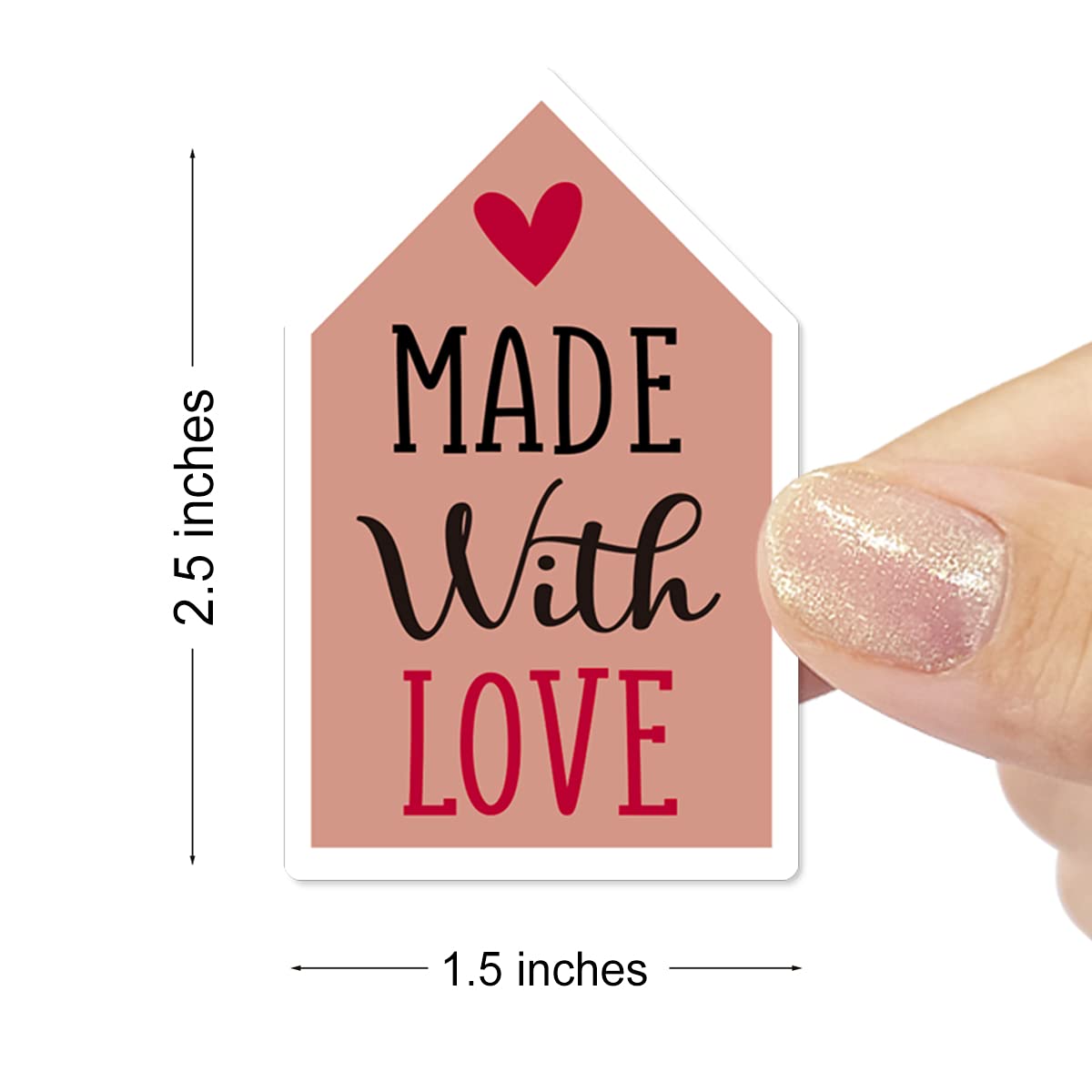 Wailozco Made with Love Stickers,Thank You Stickers,Handmade Stickers,Small Shop Stickers,Envelopes Stickers for Small Business, Online Retailers,Handmade Goods,500 Labels Per Roll
