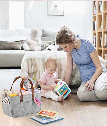 Baby Diaper Caddy Organizer, Portable Nappies Organizer Nursery Storage Basket, Diaper Bag Tote with Changeable Compartments, Baby Storage Basket for Car Travel, Diaper Storage Bin (M)
