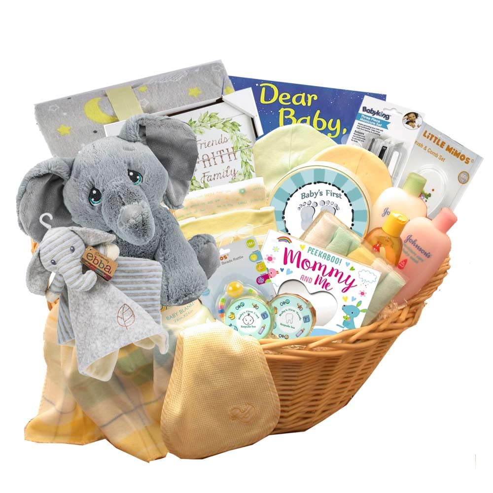 Deluxe Welcome Precious Baby Basket Yellow - Gender Neutral Baby Gift