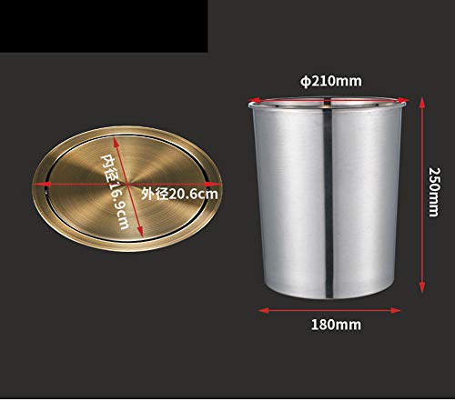 Built-in Countertop Kitchen Trash Cans Trash Bin Waste Chute - Stainless Steel Balance Swing Flap Lid - Round Recessed Garbage Can,Silver