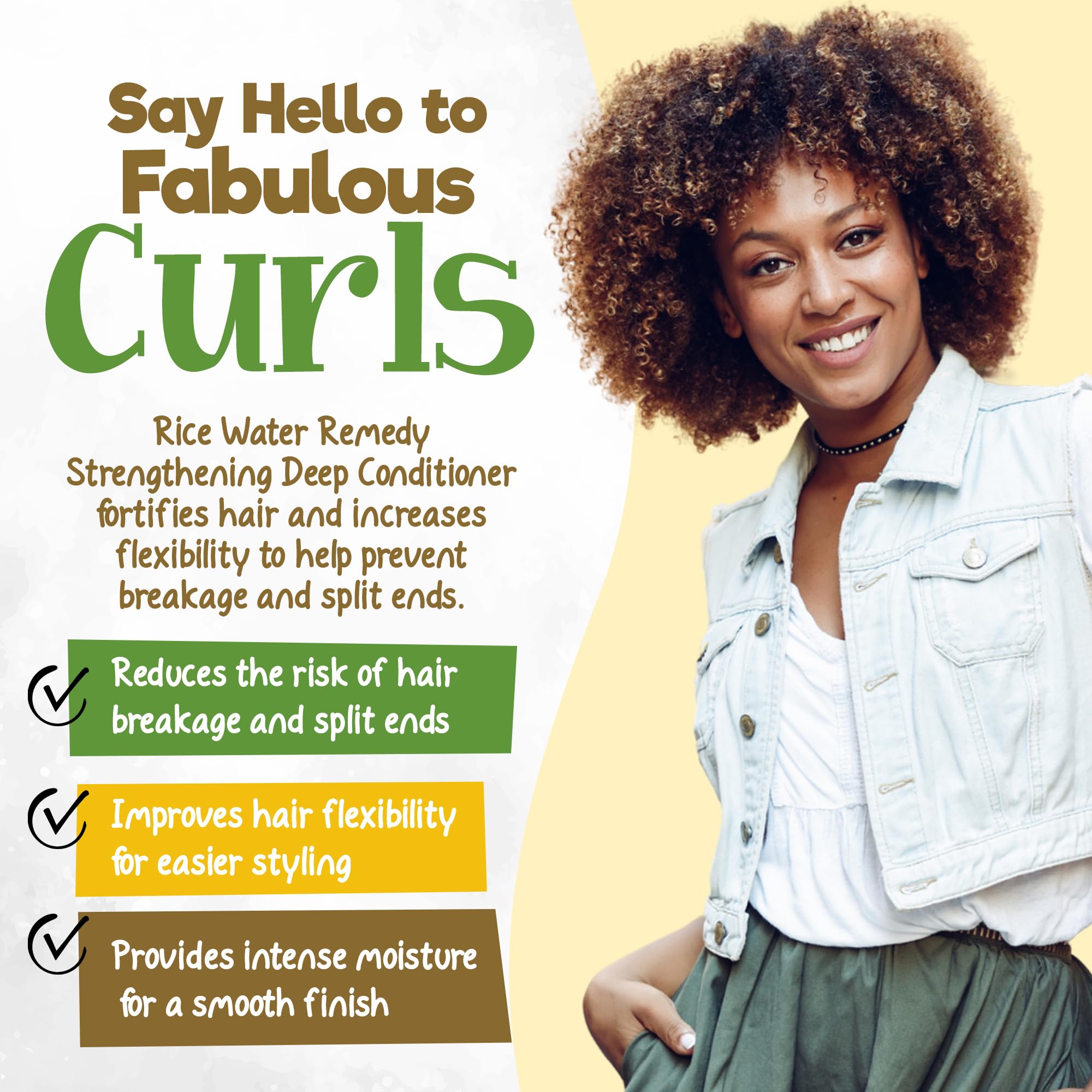 CurlyChic Rice Water Remedy Strengthening Condish - Ultra-Moisturizing, Protein-Balanced, Ayurvedic Herbs, Sulfate & Paraben-Free - Repairs & Protects Hair, Prevents Breakage & Split Ends - 8 fl oz