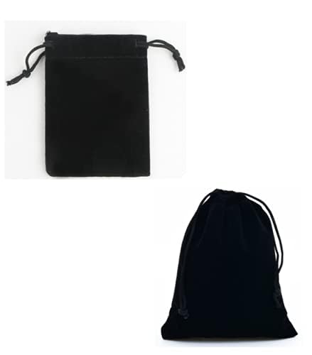 HORNO 5 Pack Black Velvet Travel Carry Headphones Pouch Bag with Drawstring